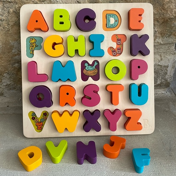 B. Toys | Toys | B Toys Wooden Alphabet Puzzle Hidden Pictures 26 ...